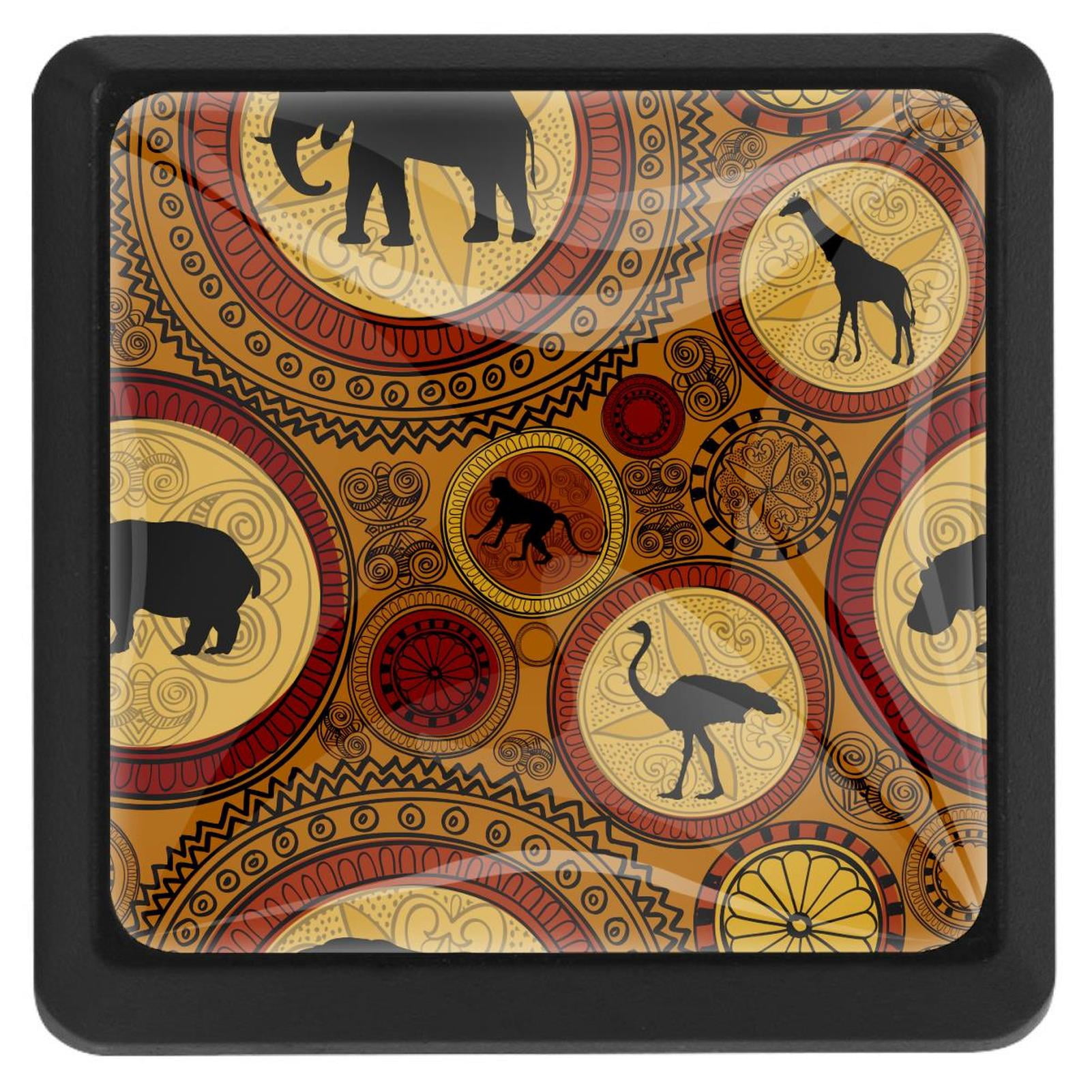 3 Pack African Ethnic Animals Square Cabinet Door Knobs Decor for ...