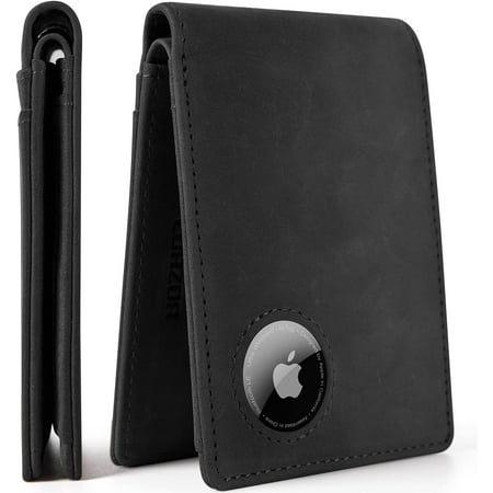 Air Tag Wallet, Full Grain Leather Minimalist Mens Wallet for AirTag ...