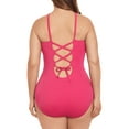 Time And Tru Womens Plus Fuschia Burst Highneck One Piece Swimsuit