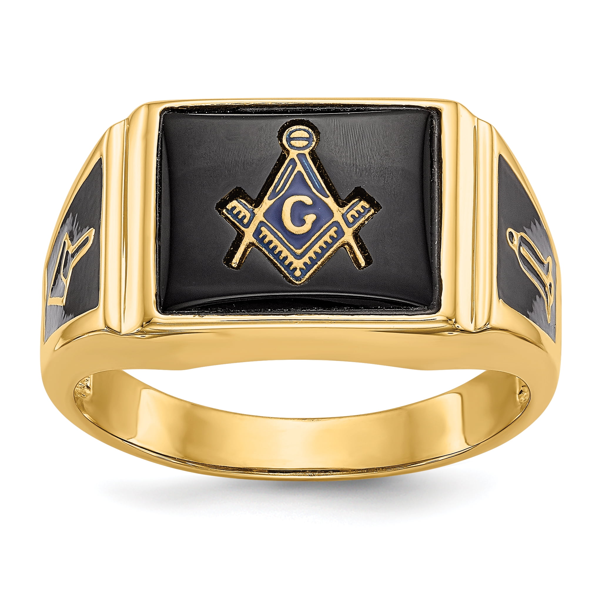 14k Yellow Gold Menmasonic Freemason Mason Band Ring Size 10.00 Man ...