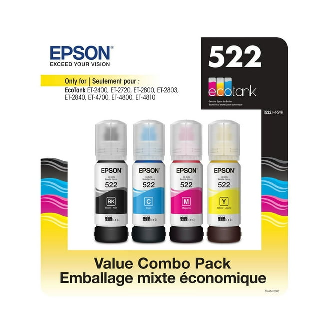 Epson T522 Black and Color Ink Bottles, Club Pack - Samsclub.com
