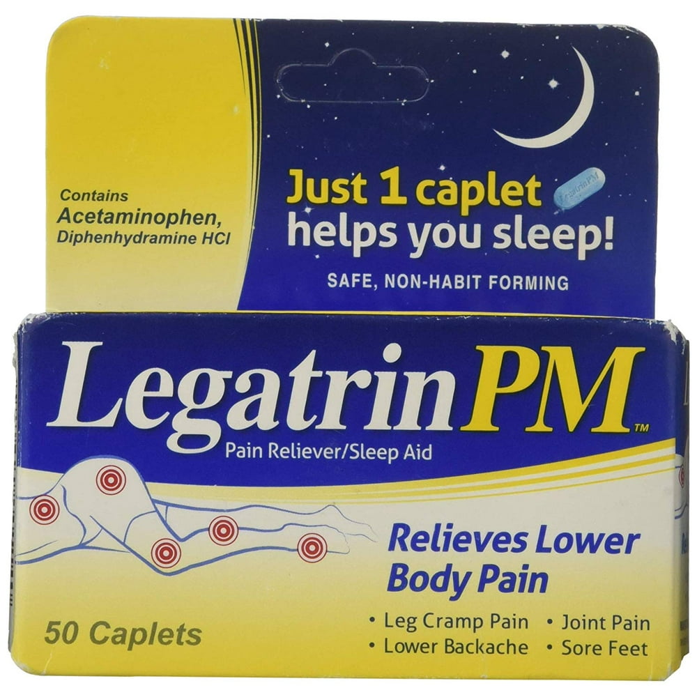 2 Pack Legatrin PM Caplets Advanced Formula Pain Reliever with Sleep ...