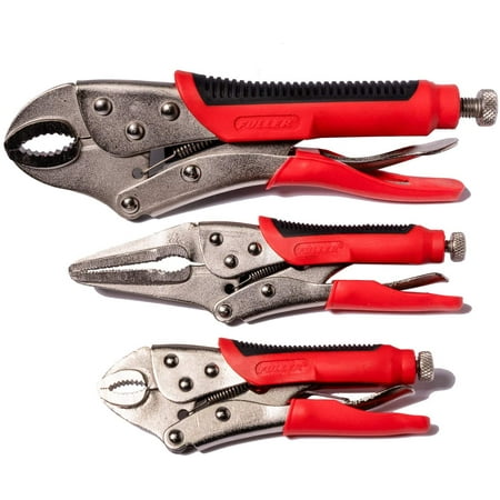 Fuller Tool 436-9946 3Piece Locking Pliers Set with Curved & Straight ...