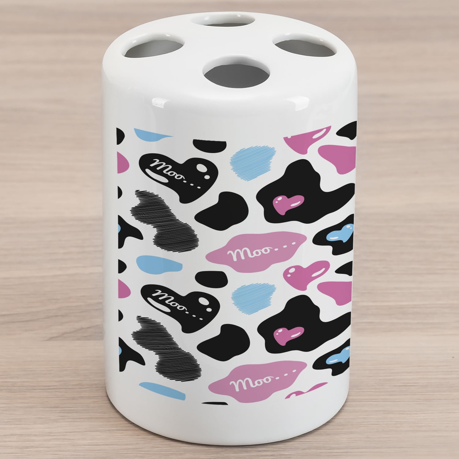 Cow Print Ceramic Toothbrush Holder, Animal Hide Hearts Moo Barnyard ...