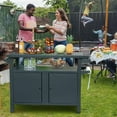 Domi Grill Cart with Storage & Wheels, Metal Table for BBQ, Deck, Patio ...