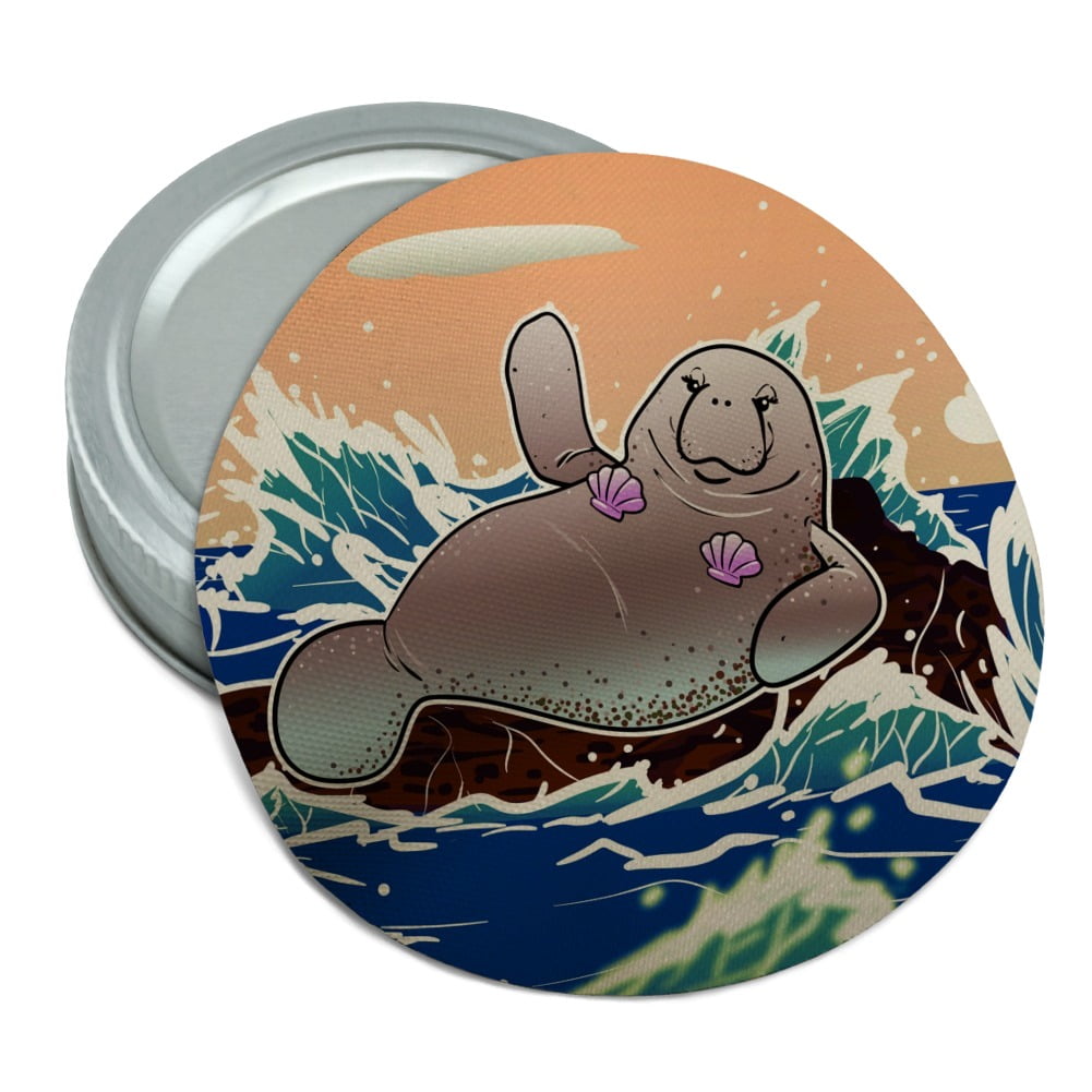 Waving Manatee Mermaid On Rocks And Waves Funny Round Rubber Non-Slip ...