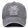 70th birthday gift embroidered baseball cap, pure cotton distressed ...