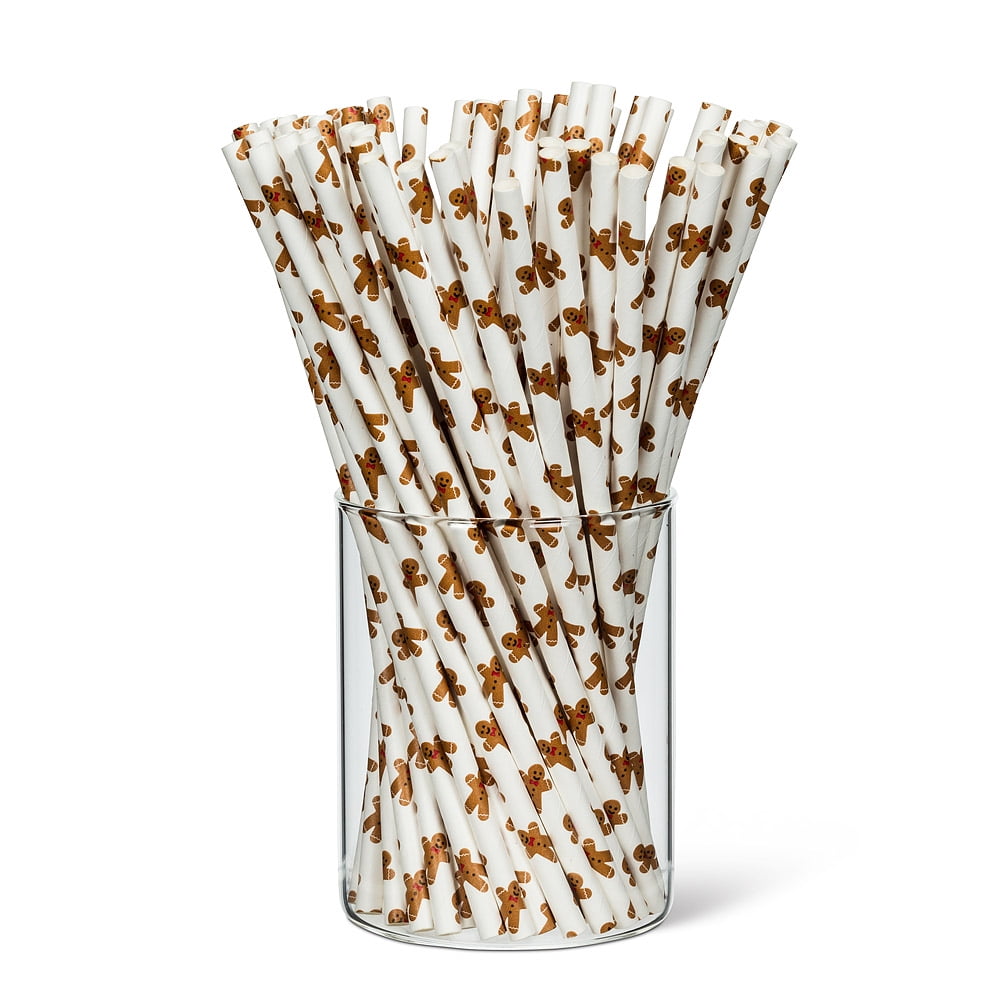 Set of 1 Gingerbread Men Straws 100 Pieces - Walmart.com