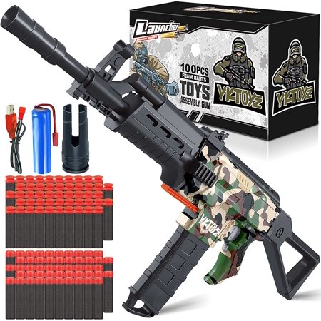 Motorized Blaster Toy Gun Compatible with Nerf, 3 Burst Modes Automatic ...