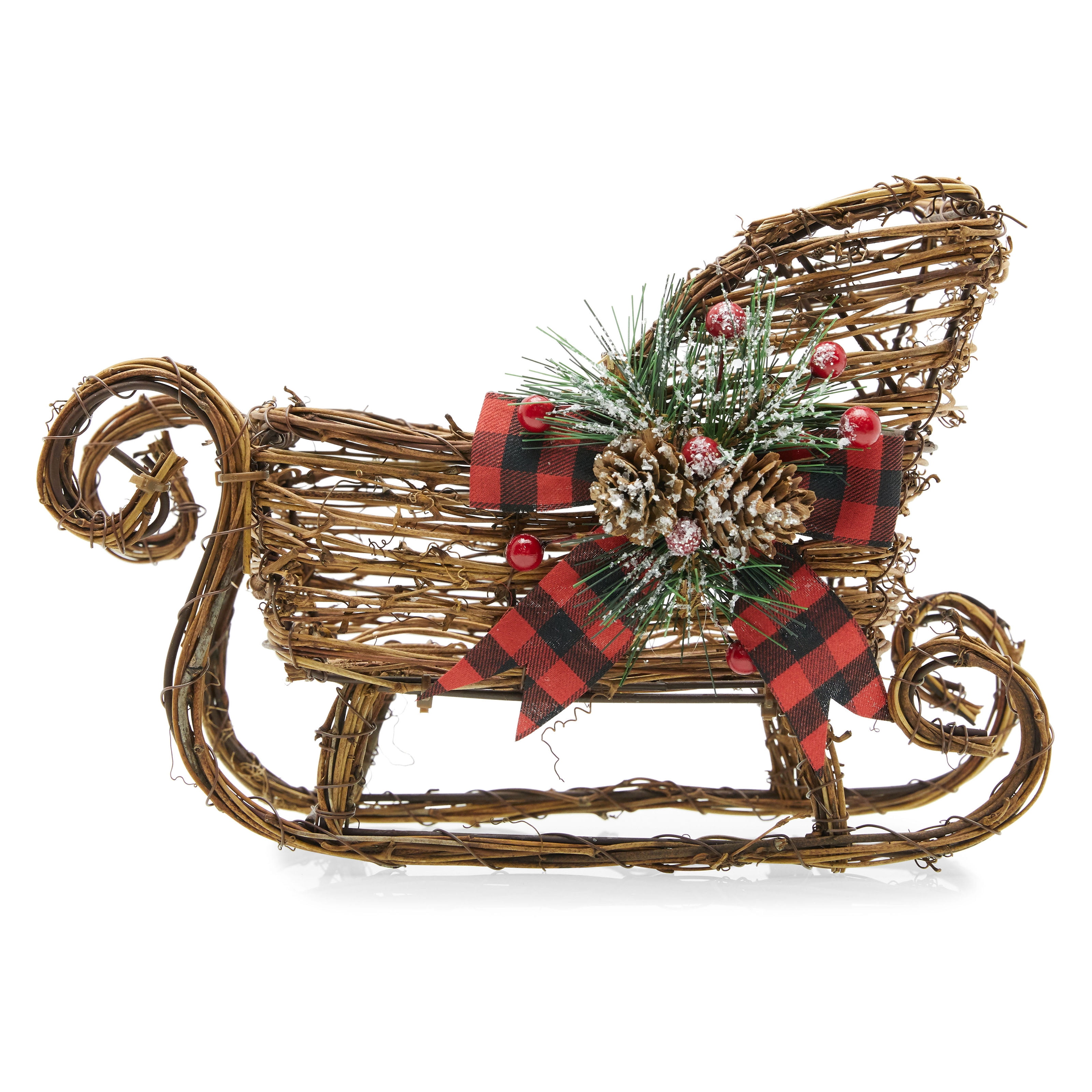 Trays & Platters Kitchen & Dining Vintage Wicker Christmas Santa Sleigh ...