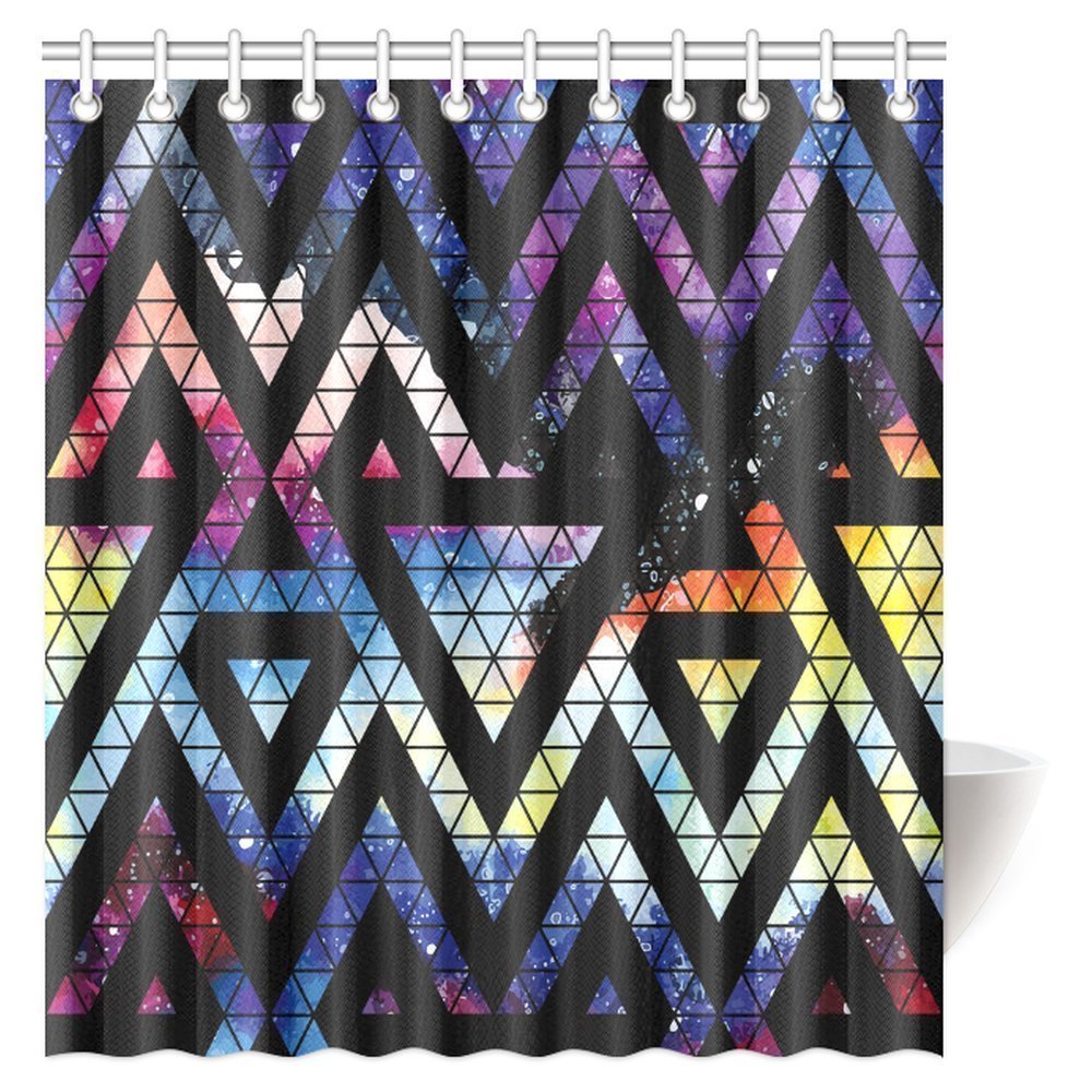MYPOP Geometric Decor Shower Curtain, Galaxy Triangles and Geometric ...