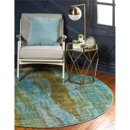 Unique Loom 3128086 8 x 8 ft. Lilly Jardin Round Rug, Turquoise ...