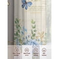 Blue Hydrangea Window Sheer Curtain Rustic Summer Blue Floral Butterfly ...