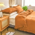 Move Over 3 Pieces Rust Ruffle Bedding Sets Washed Microfiber Ruffled ...
