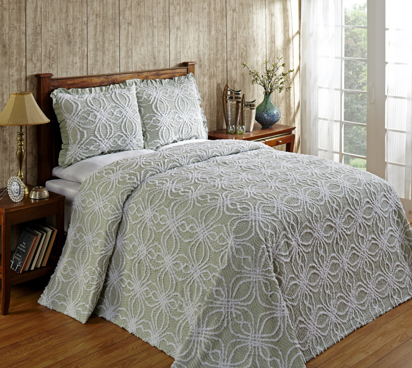 Rosa Bed Spread Twin 81x110 Sage - Walmart.com