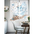 Blue Cartoon Cat Sheer Curtains for Living Room Bedroom Funny Cute ...