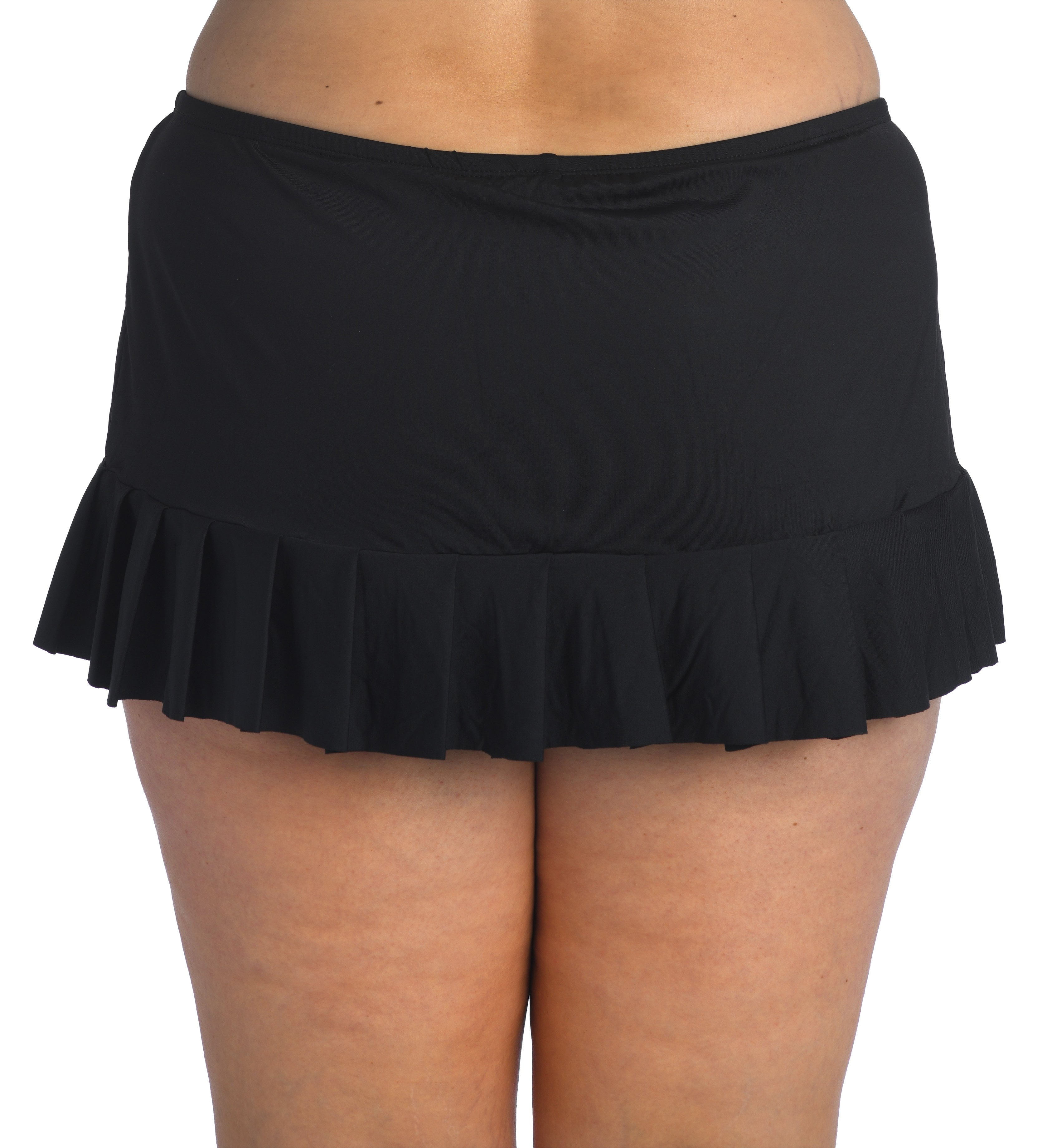 24th And Ocean Solid Mid Waist Skirted Hipster Bikini Swimsuit Bottom
