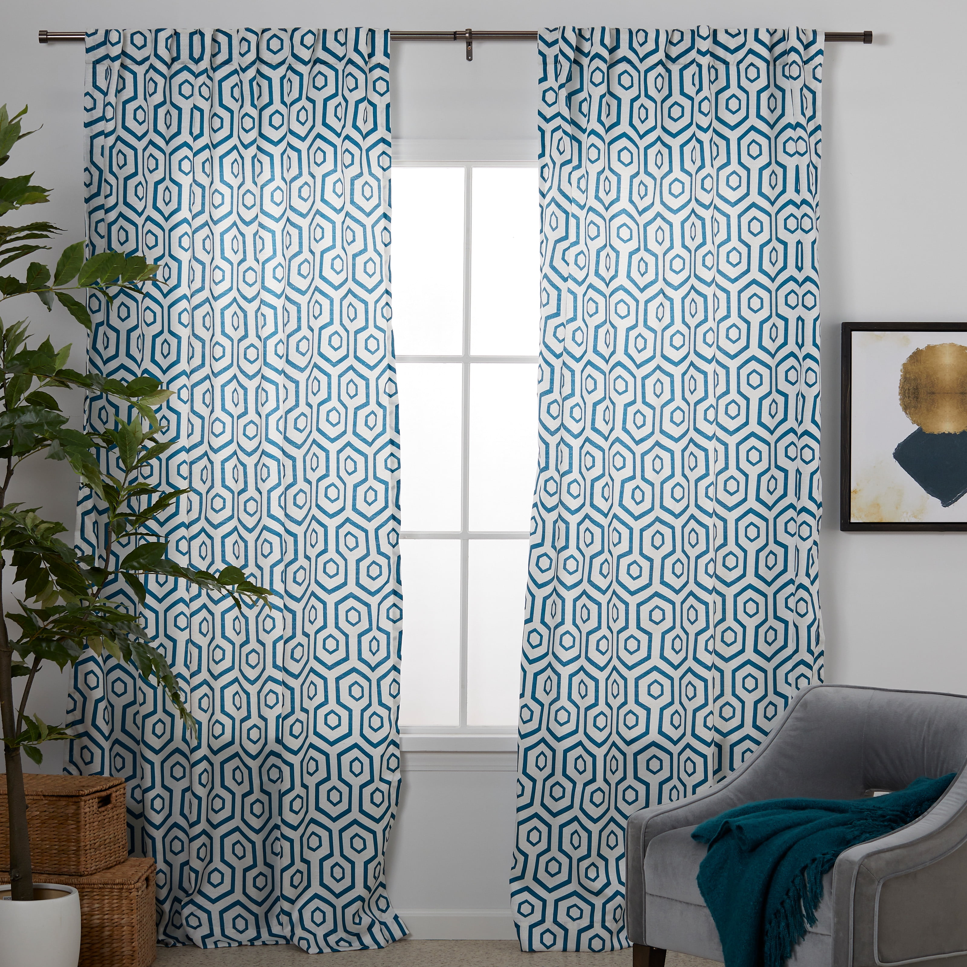 MoDRN Neo Luxury Geo Print Curtain Panel Pair - Walmart.com