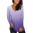 Ashirexll Womens Casual Tops V-Neck Gradient Color Slim Casual Style ...