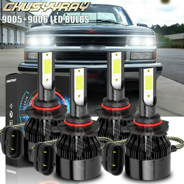 For Chevy C1500 2500 3500 1990-98 6000K LED Headlight Bulbs Hi-Lo Beam ...