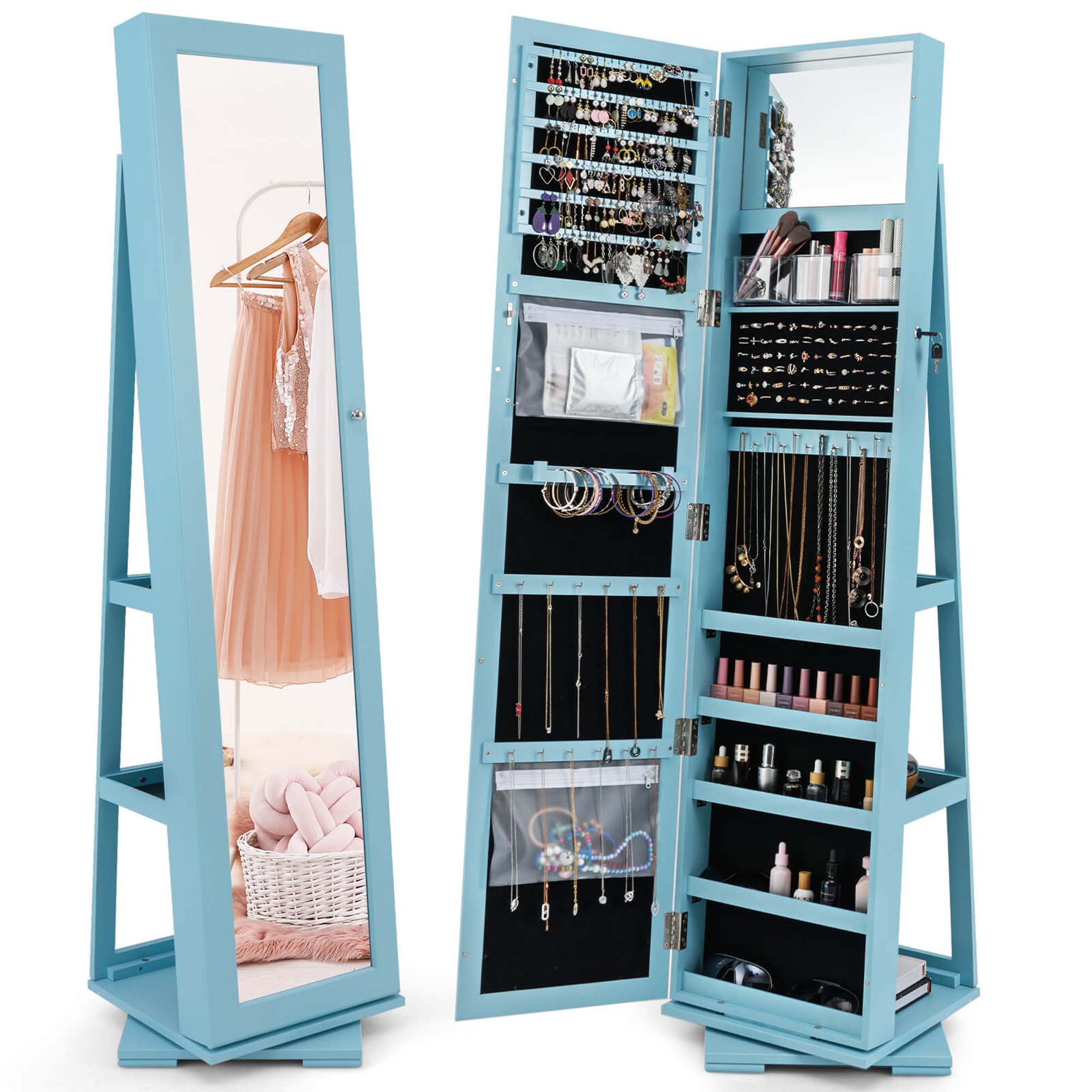 Click here for Costway 360° Rotatable Jewelry Cabinet Armoire 2-I... prices