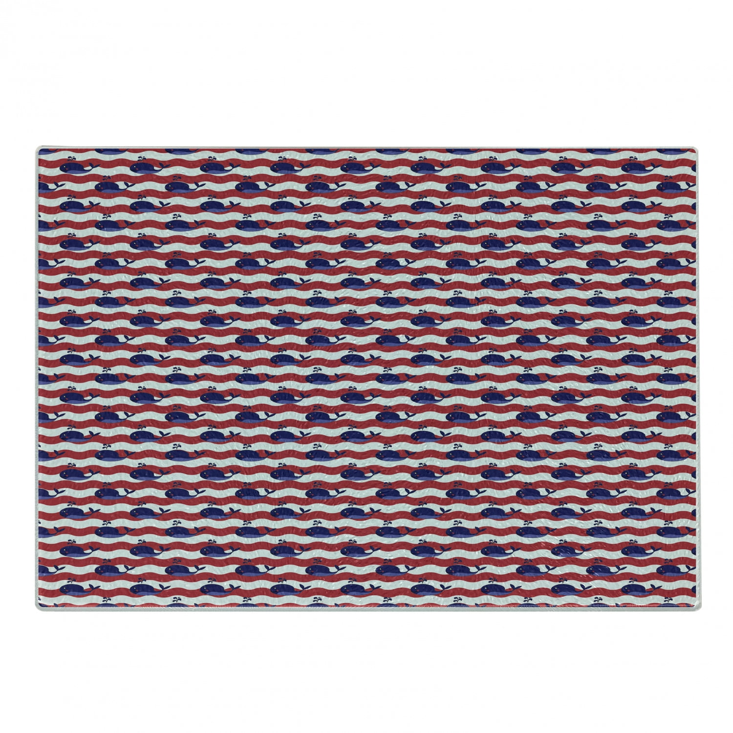 Whale Cutting Board, Abstract Nautical Waves with Blue Fishes Aquatic ...