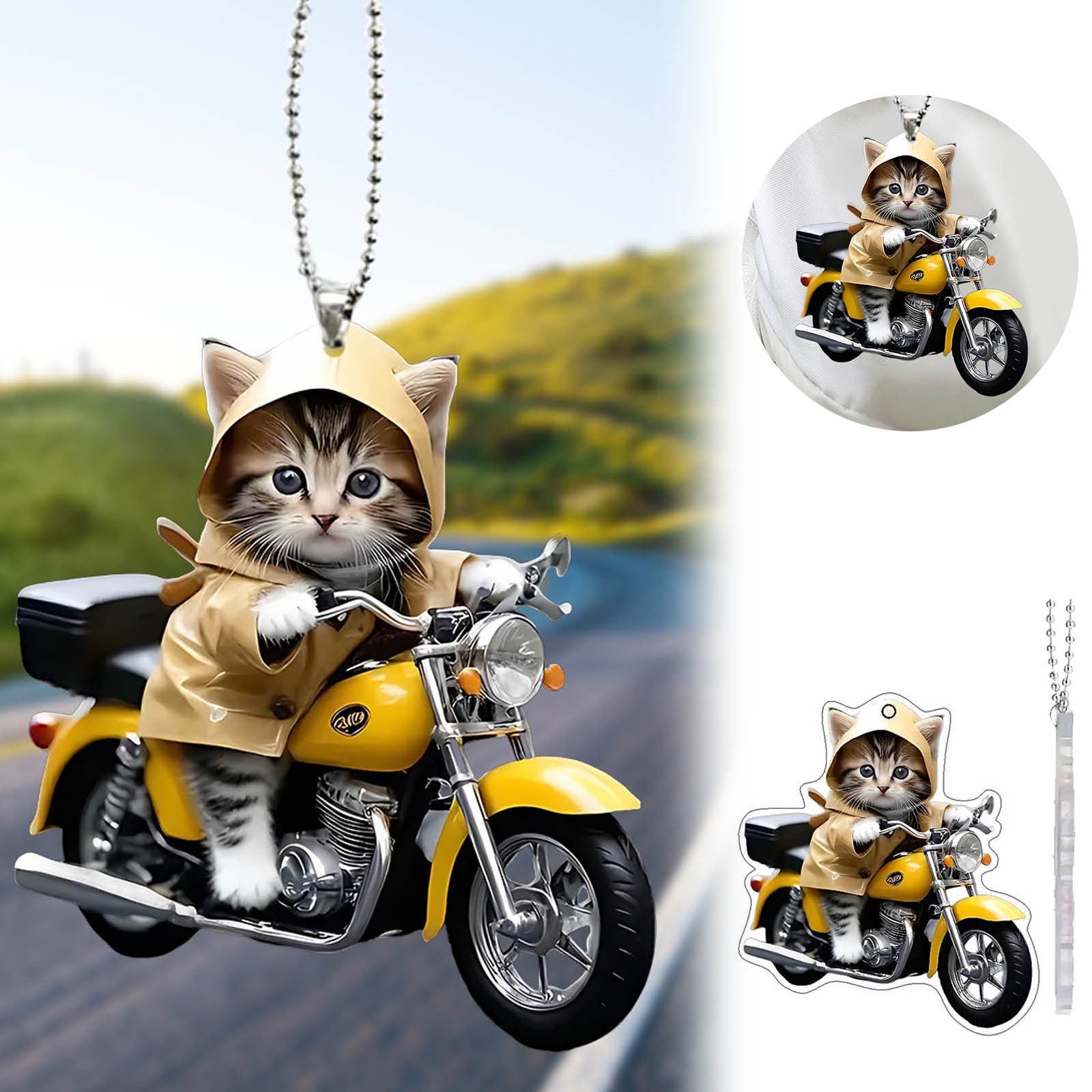 Click here for Vivavault Hop Motorcycle Riding Cartoon Cat Acryli... prices