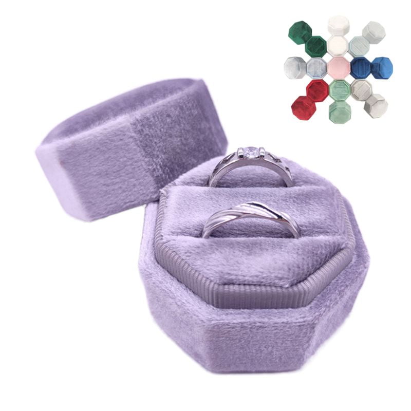 ZUARFY Octagon Velvet Ring Bearer Box - Premium Gorgeous Vintage Double ...