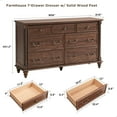 OKD Rustic Wooden Style Farmhouse 7-Drawer Dresser with Solid Wood Feet ...