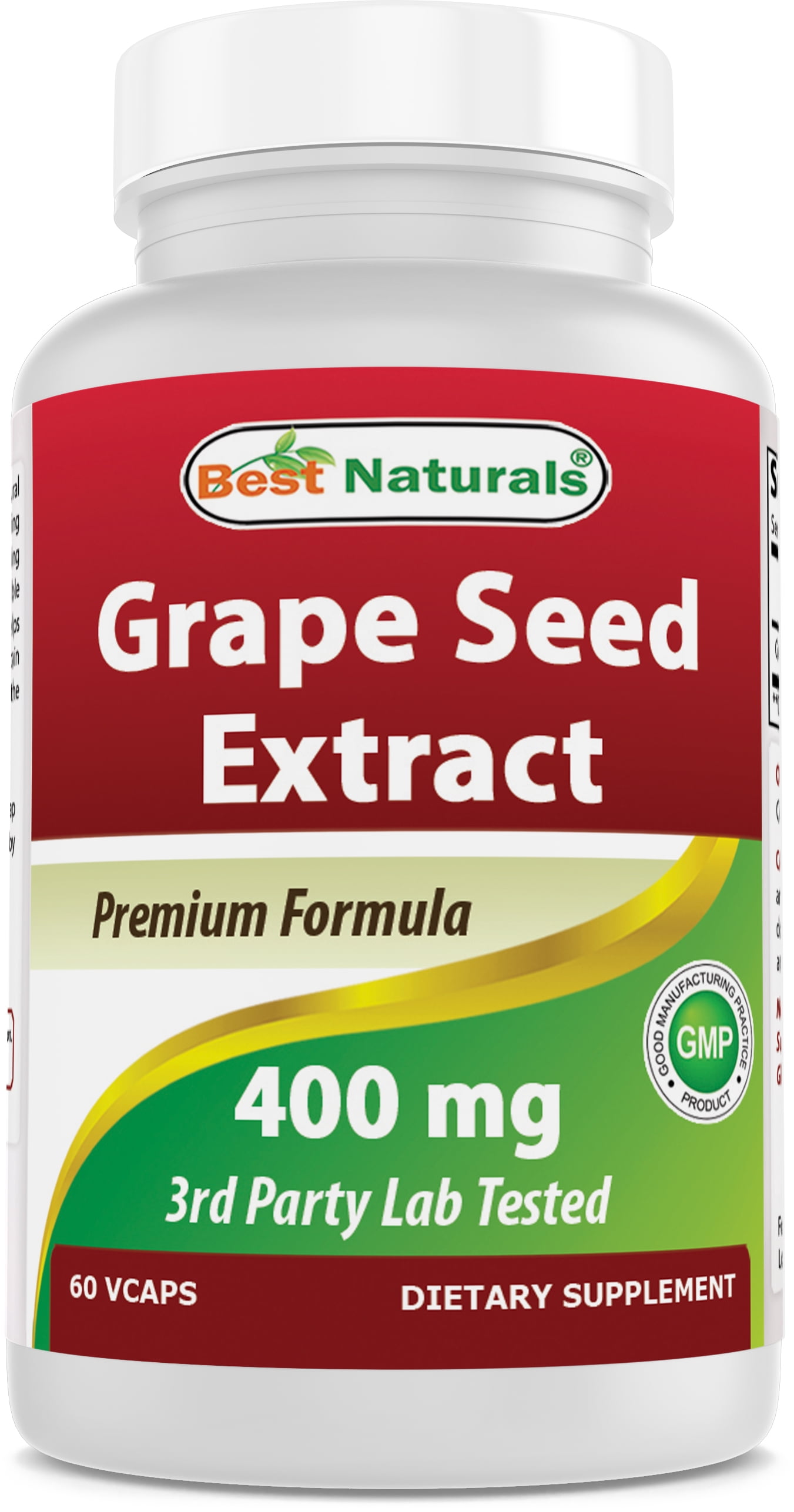 Best Naturals Grape Seed Extract 400 mg 60 Vegetarian Capsules ...