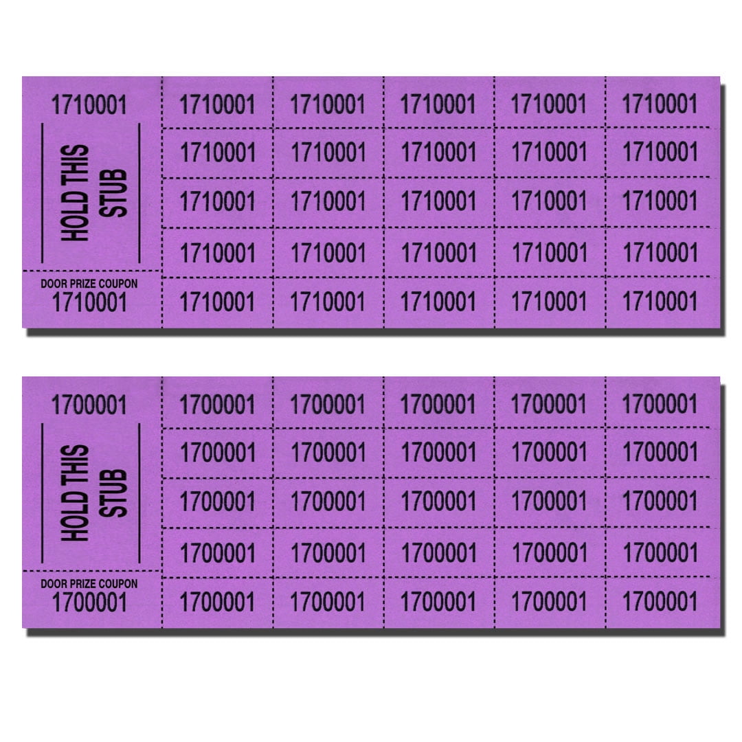 Auction Tickets - 1000 Sheets - Assorted Colors (Purple) - Walmart.com