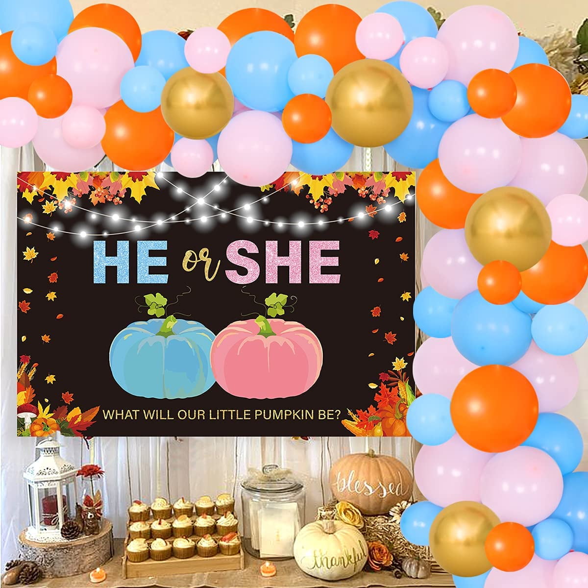 Pumpkin Gender Reveal Party Decoration Little Pumpkin Balloon Garland ...