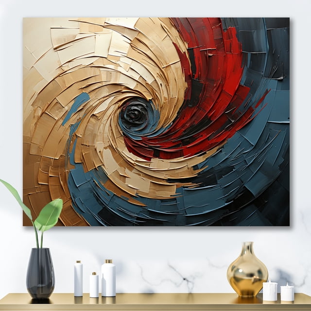 Designart Gold Modern Canvas wall art, Abstract Spirals Wall Art ...