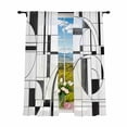 Black White Linear Grid Sheer Curtains for Living Room Bedroom, Modern ...