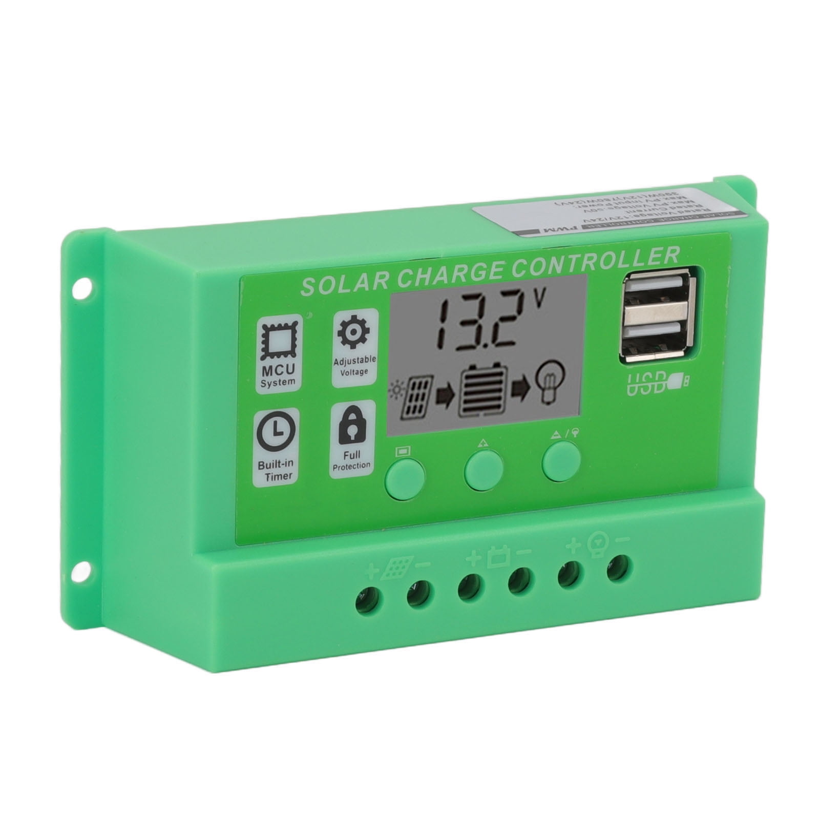 Controlador de carga solar LCD, controlador de carga solar verde PWM Controlador de carga solar ...