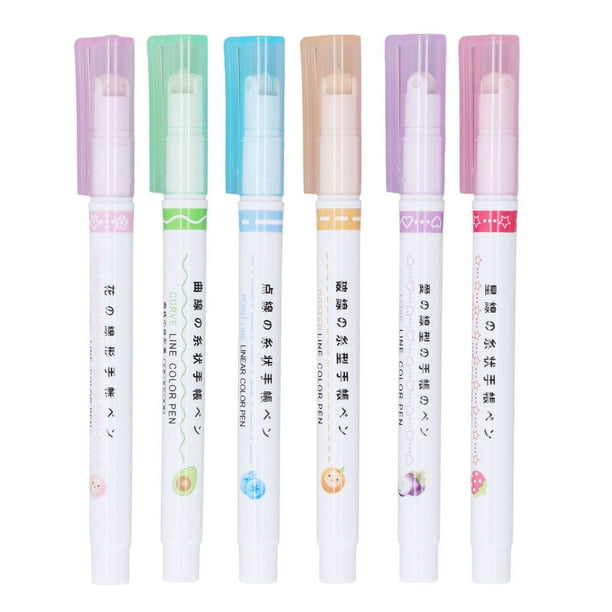 Outline Markers 6 Colors 6 Different Curves Shapes Smoothing Writing ...