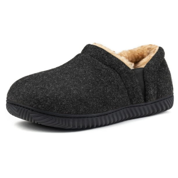Men's Fuzzy Wool Fleece Slippers with Cozy Memory Foam, Indoor Outdoor ...
