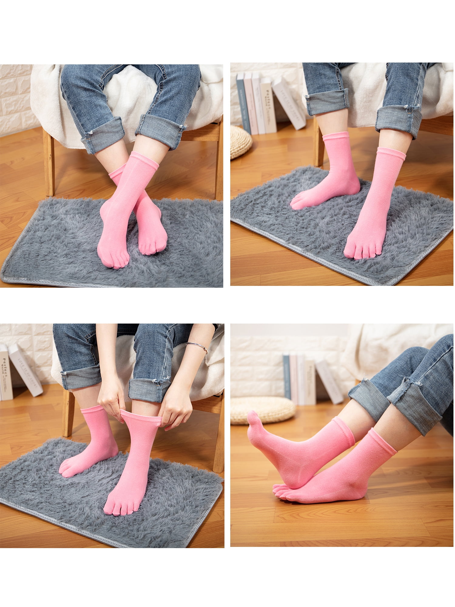 SAYFUT Ultra Soft Five Finger Toe Socks Cotton Liner Socks For ...