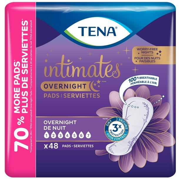 Tena Intimates Overnight Absorbency Incontinence Pad for Women, 48ct ...