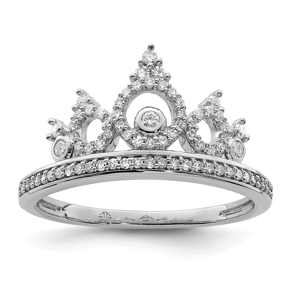 925 Sterling Silver Diamond Crown Emperor Royal King Queen Ring Band ...