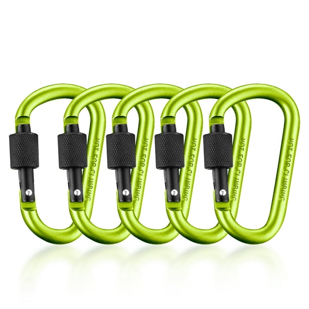 GearHill 3” Heavy Duty Carabiner Keychain Clip Aluminum D Ring Locking ...