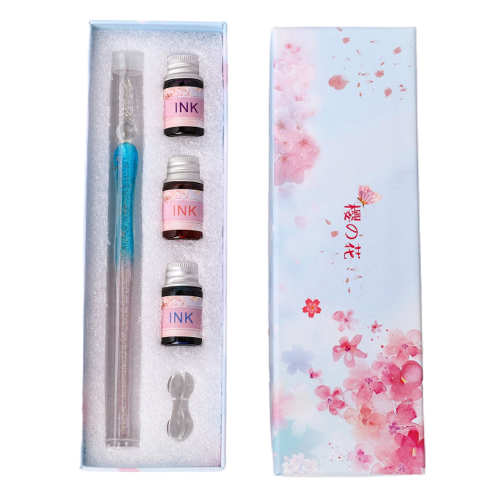 Hesroicy Translucent Cherry Blossom Decor Dip Pen Set - Paillette Print ...
