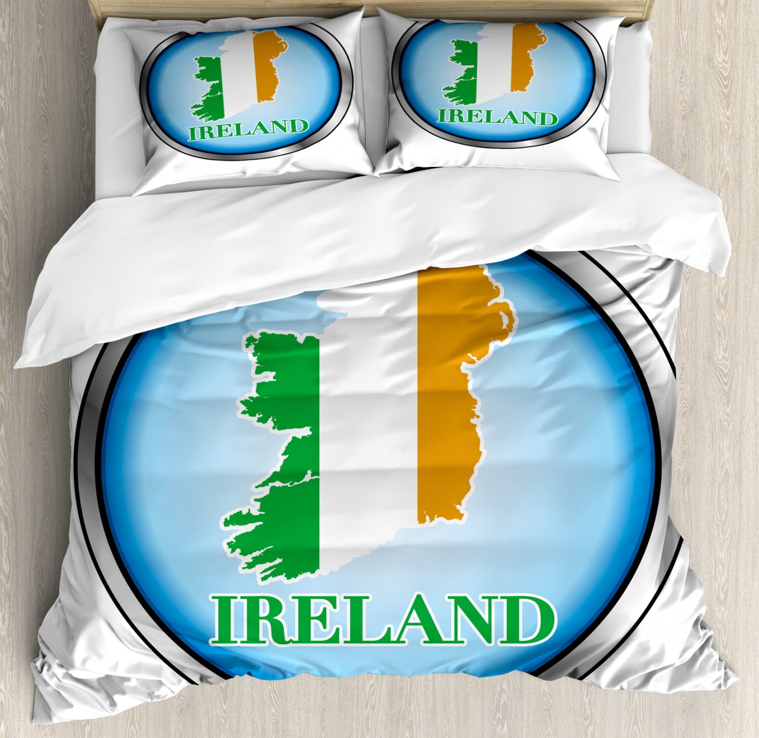 Ireland Map Duvet Cover Set King Size, Contemporary Irish Design of ...