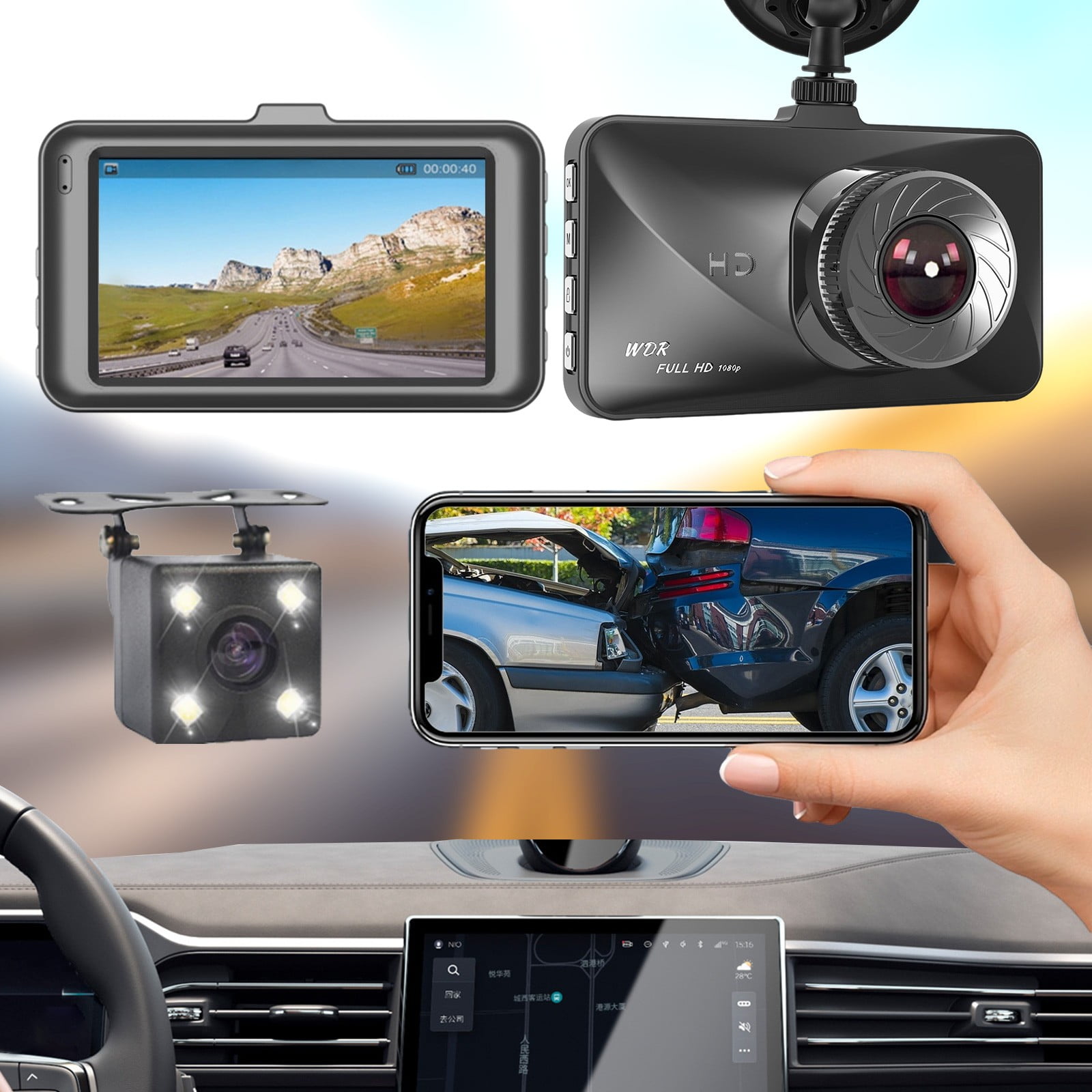 Click here for Vadktai Dash Cam Front And Rear  Mini Dash Cam 108... prices