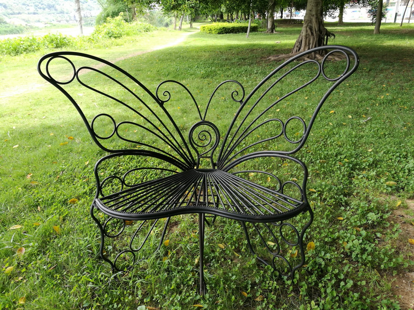 Hi-Line Gift 45 in Metal Butterfly Chair Black Garden Bench - Walmart.ca