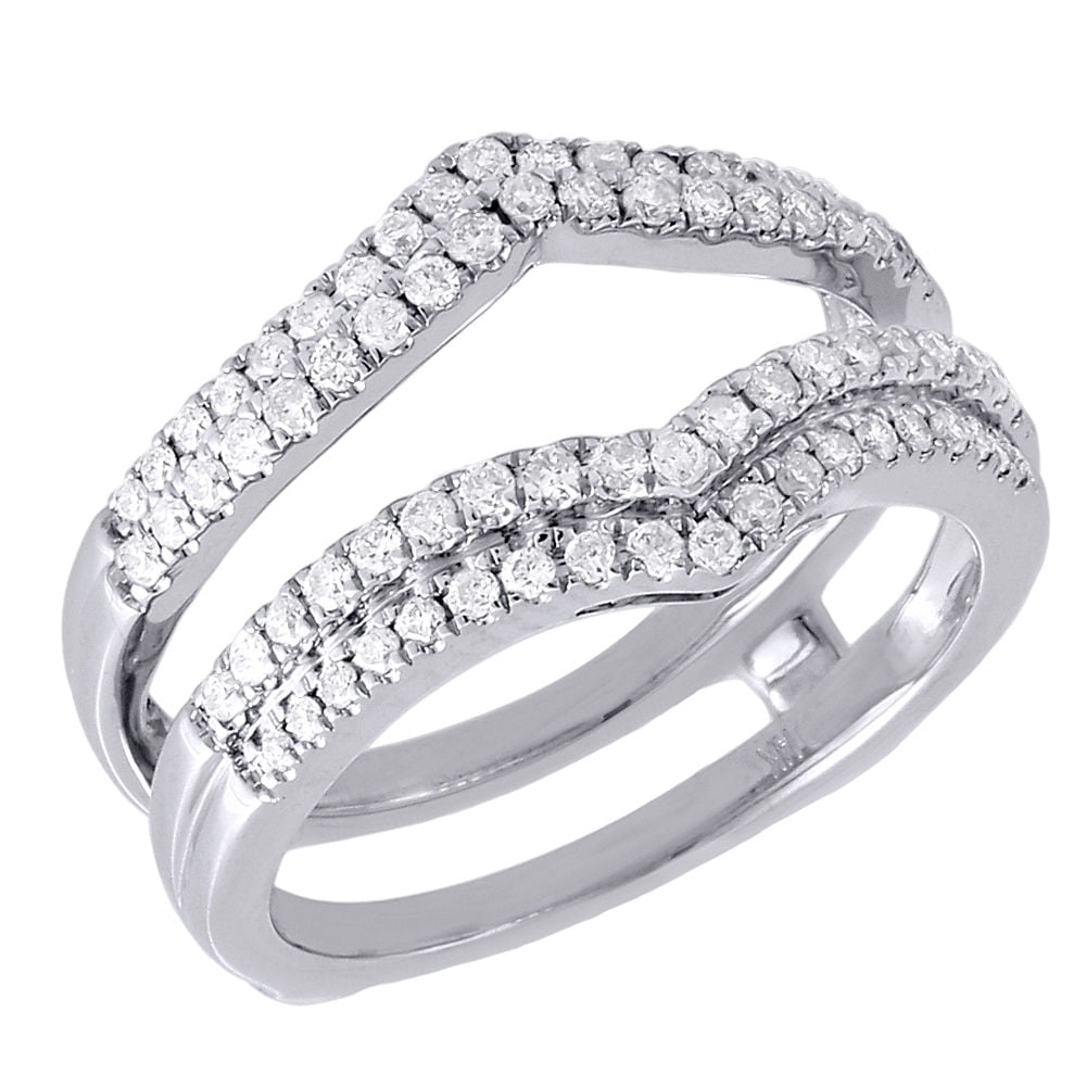 Diamond Ring Enhancer 14K White Gold Ladies Solitaire Engagement Wrap 0 ...