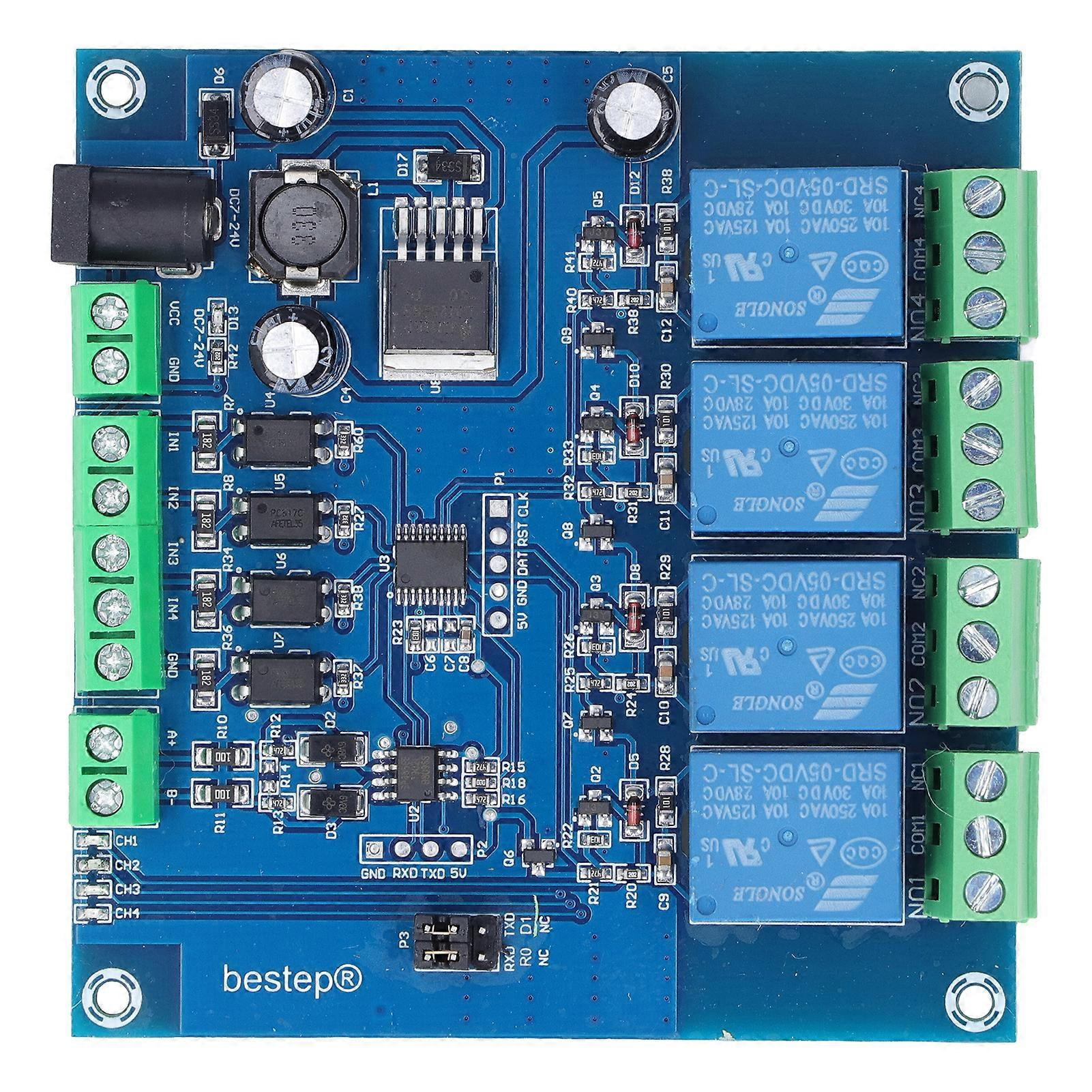4 Channel Relay Module PCB RTU Relays Board Switch RS485 TTL Reverse ...