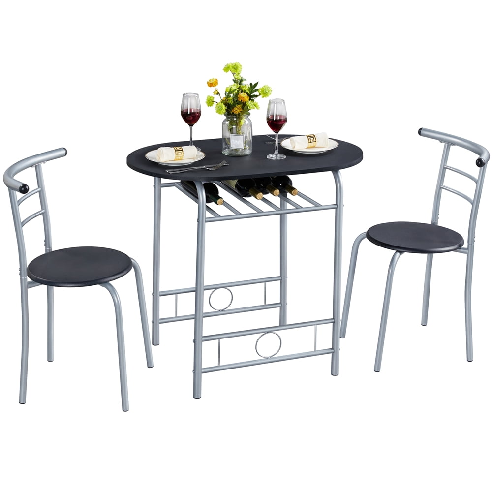 Easyfashion 3Pcs Round Dining Table Set Kitchen Table Set with Storage ...