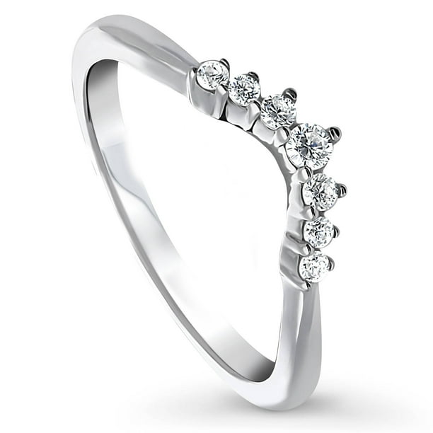 BERRICLE Sterling Silver Wishbone Wedding Rings Cubic Zirconia CZ 7 ...