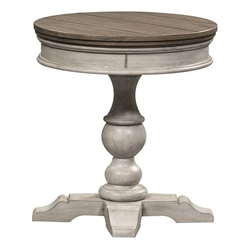 Heartland Off White Wood Round Pedestal Chair Side Table - Walmart.com